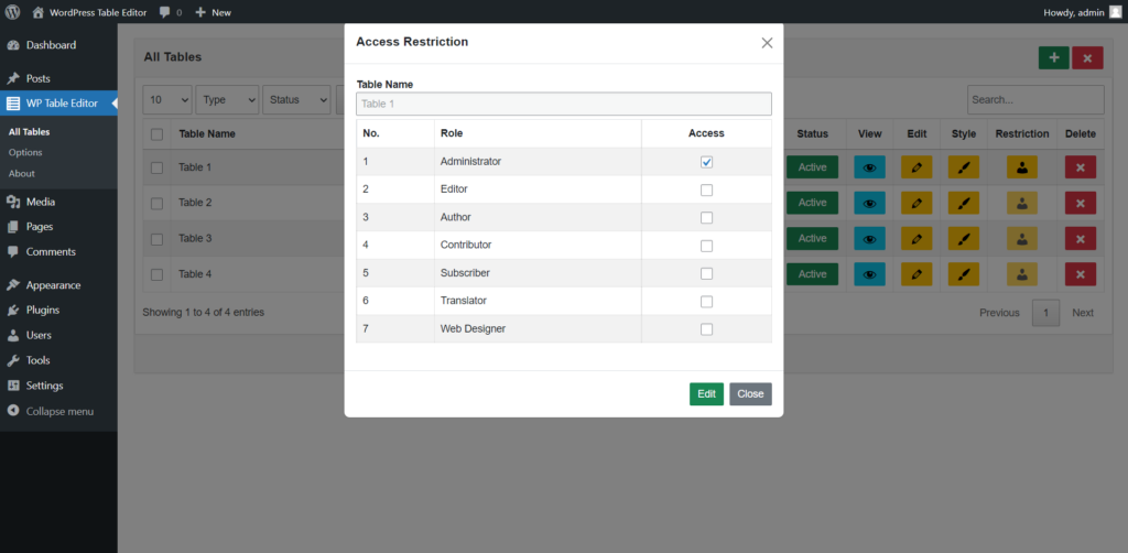 WordPress Table Editor – DataTables for WordPress